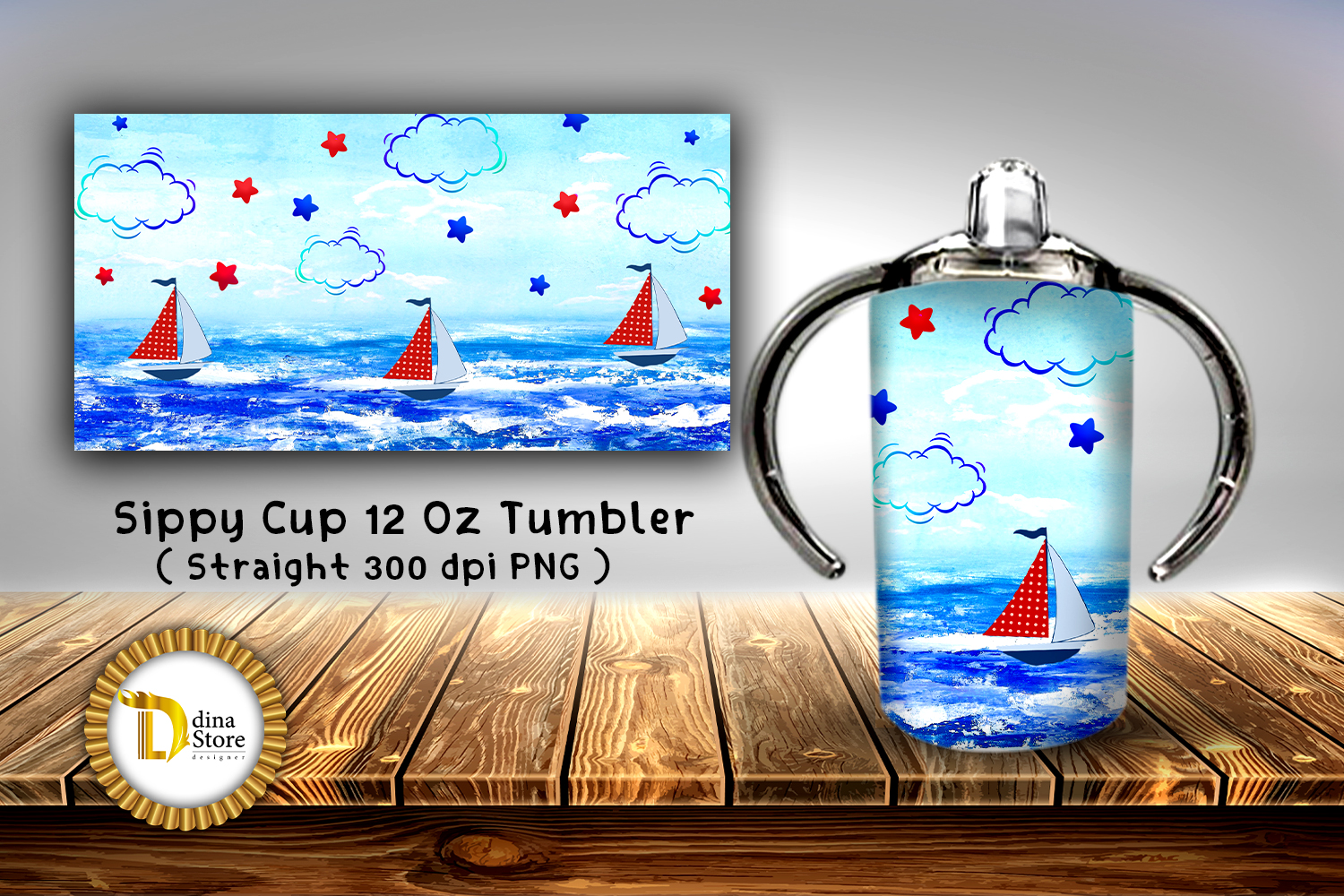 Sublimation Sippy Cup Tumbler Baby Boy Stars Dinastore4designs